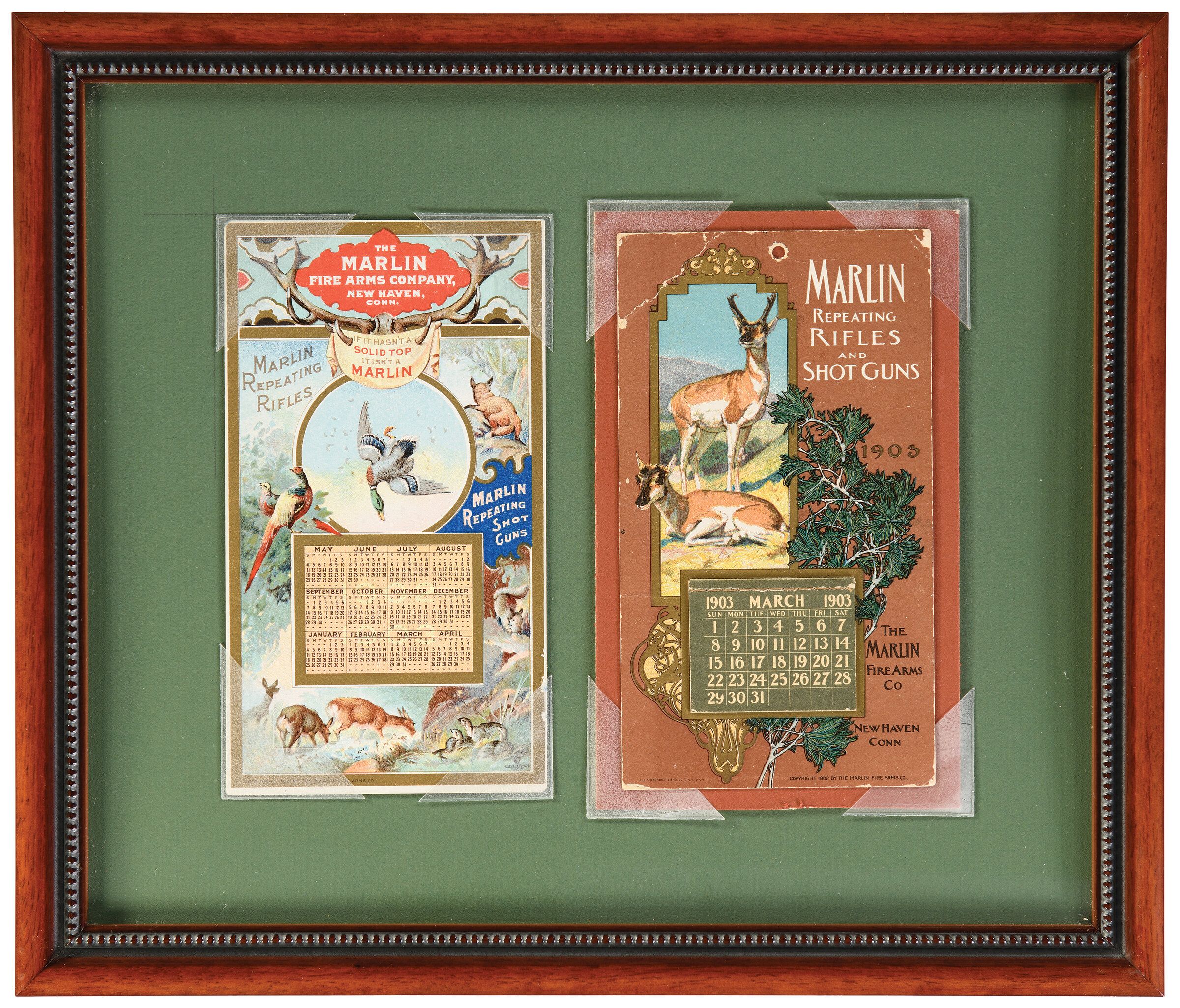 Two Framed Small Marlin Firearms Calendars | Rock Island Auction