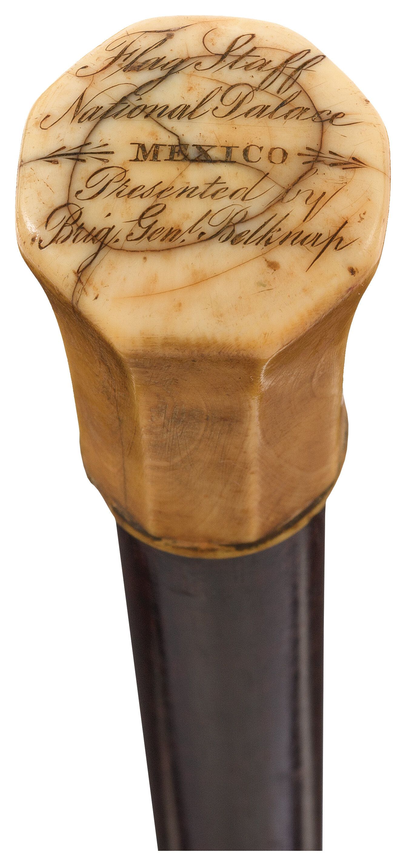 Mexican-American War Era Presentation Inscribed Carved Bone Cane | Rock ...