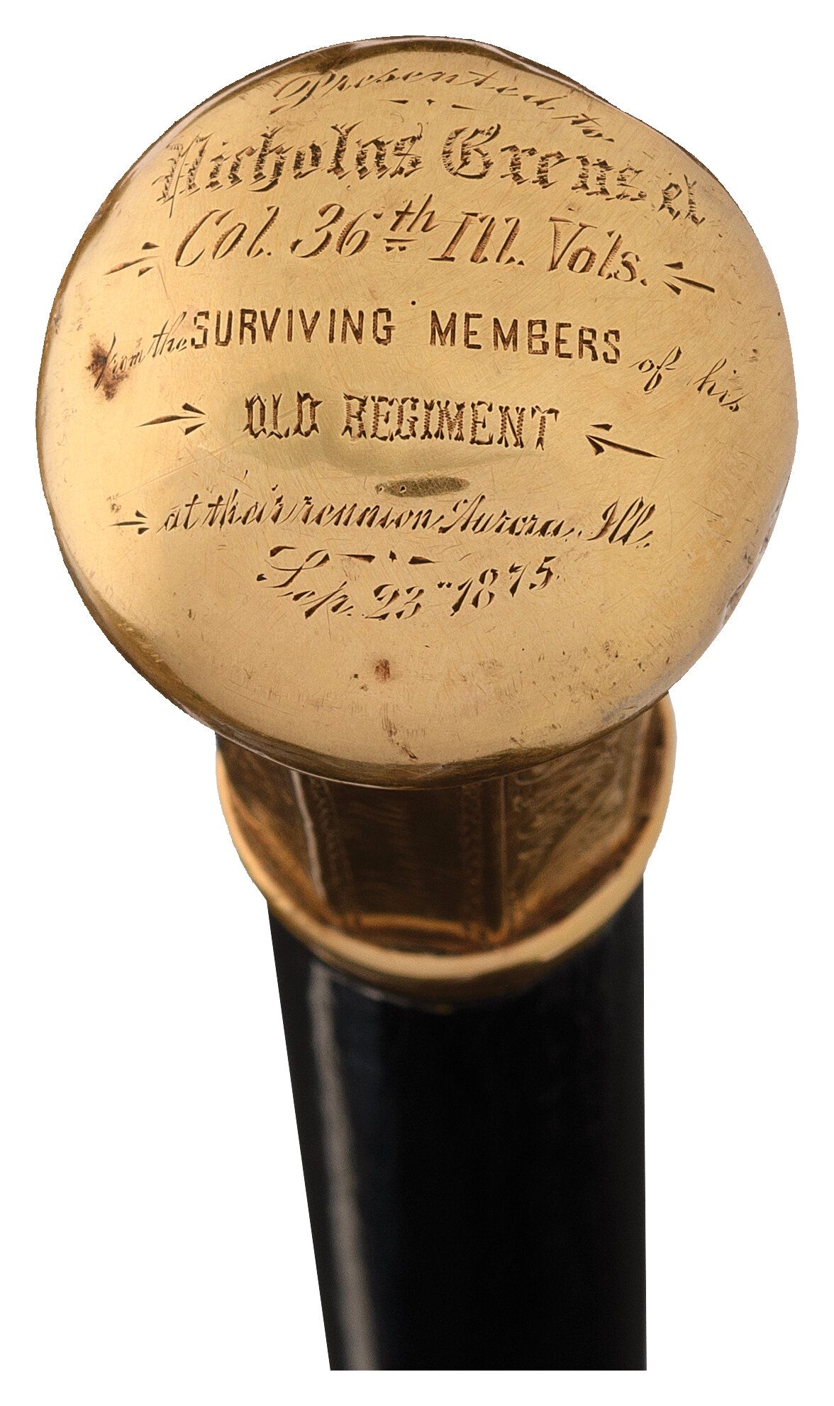 Civil War Cane Inscribed to Colonel Nicholas Greusel | Rock Island Auction