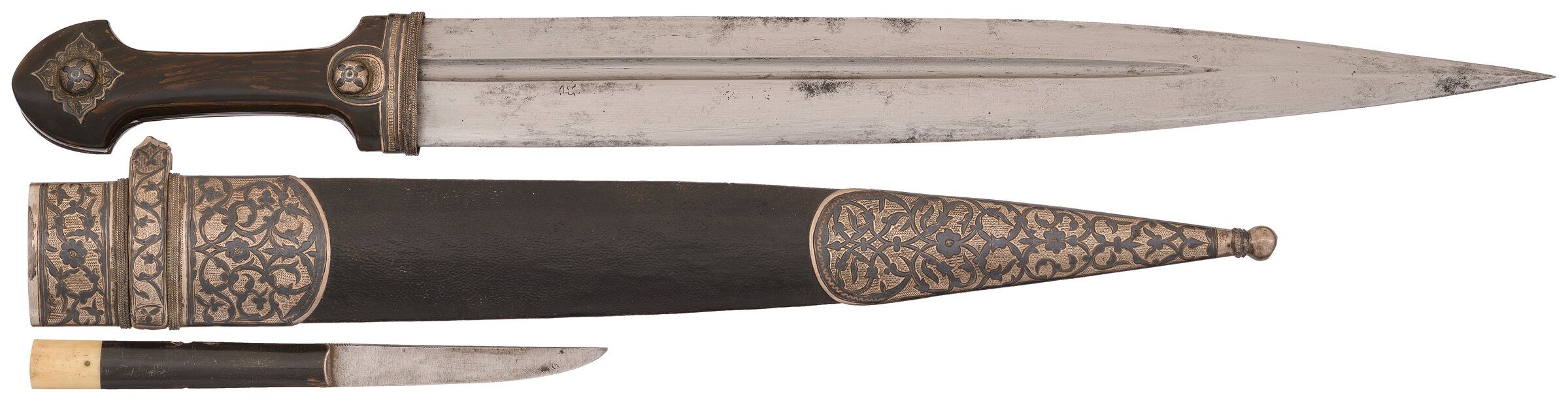 Engraved Silver Plated Caucasian Qama/"Cossack" Dagger | Rock Island ...