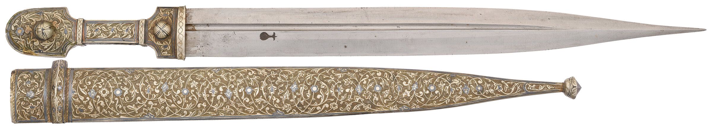 Engraved and Silver Plated Caucasian Qama/"Cossack" Dagger | Rock ...