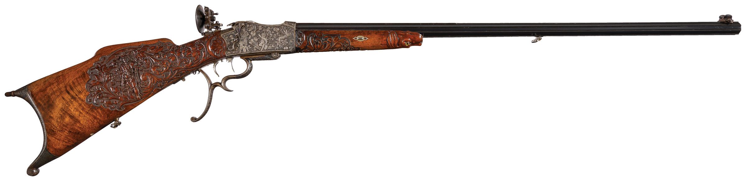 Relief Carved German Schuetzen Rifle by Ignaz Kowar of Amberg | Rock ...