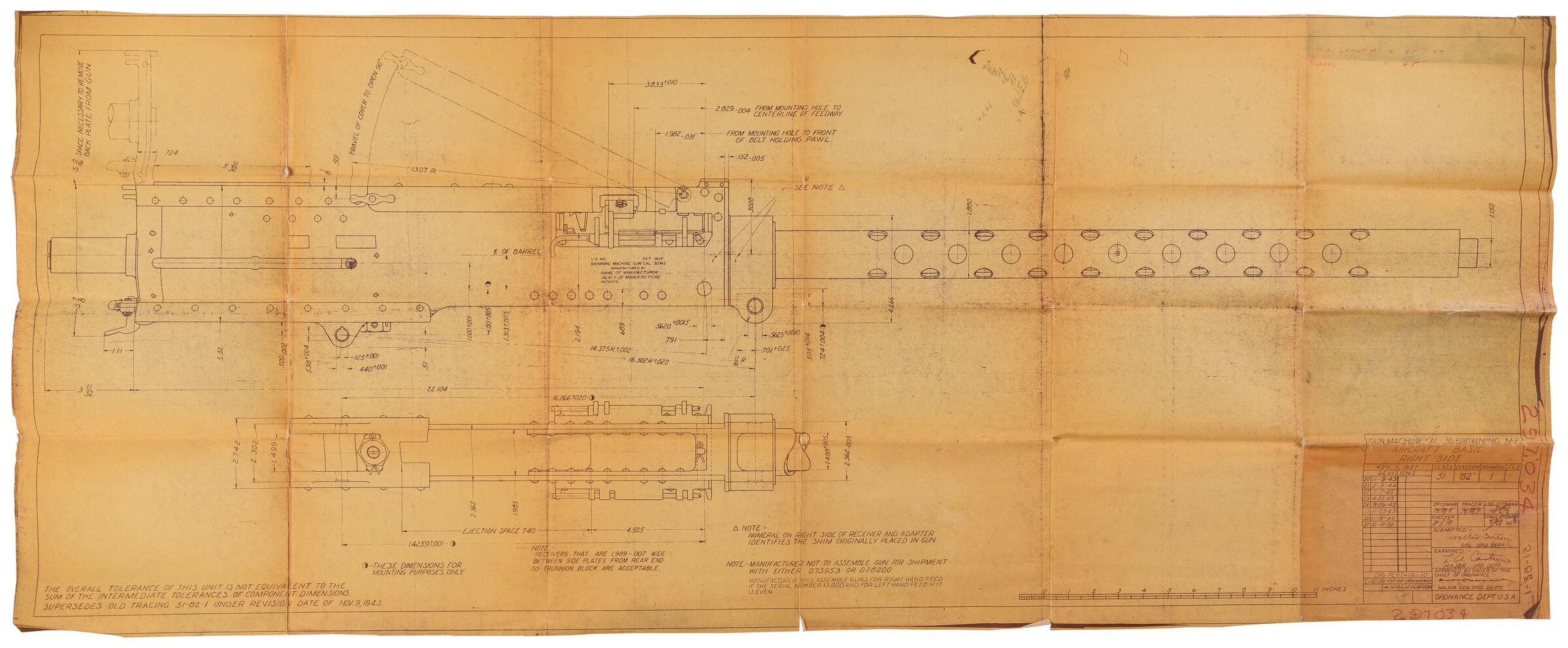 Full Scale Print of an M2 Browning Drawing | Rock Island Auction