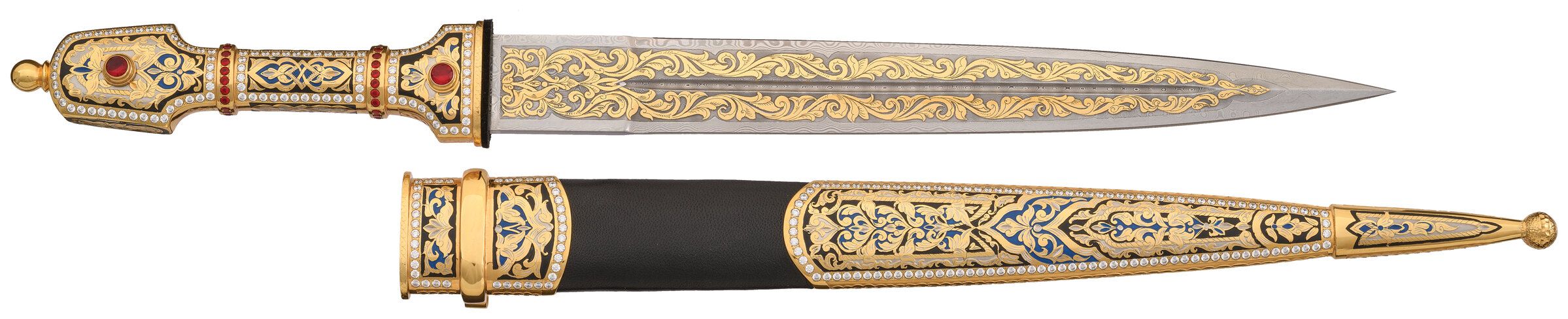 Gold and Stone Inlaid Zlatoust Dagger with Sheath | Rock Island Auction