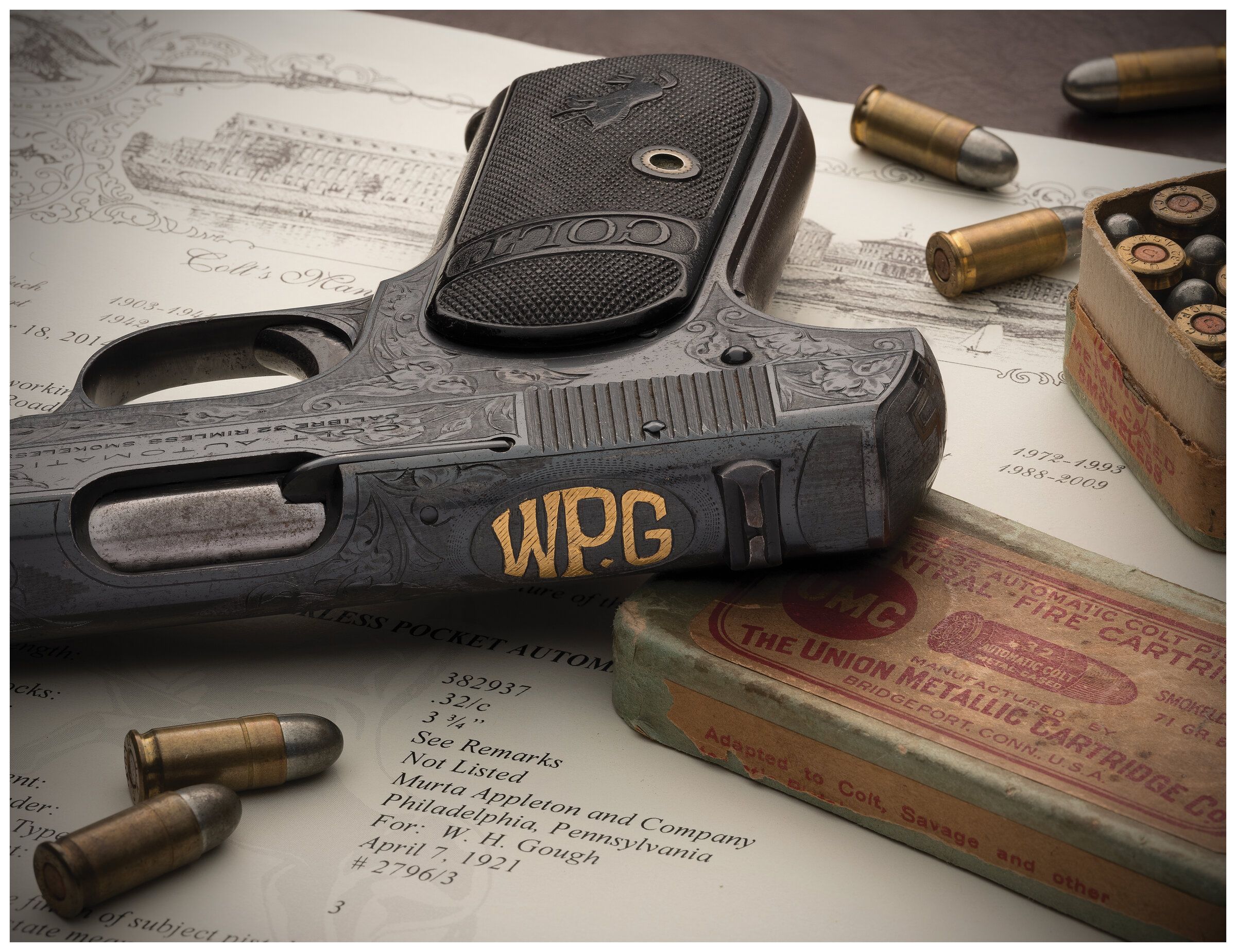 William Gough Master Engraved Colt Model 1903 Pocket Hammerless | Rock ...