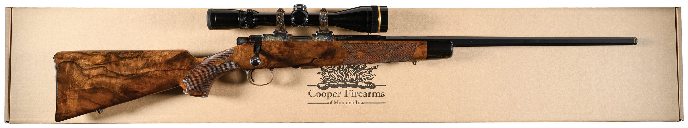 Engraved and Inlaid Cooper Model 57M Rifle with Scope and Box | Rock ...