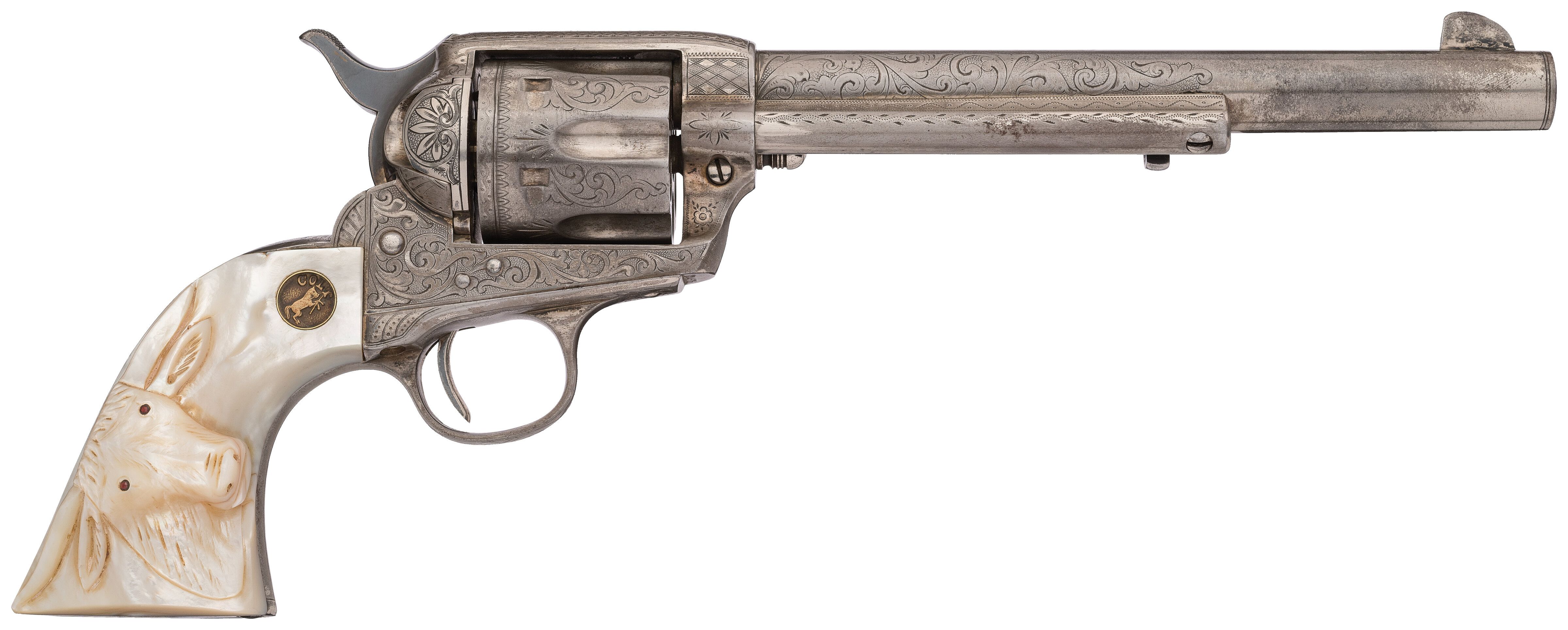 Engraved Colt Frontier Six Shooter Single Action Army Revolver | Rock ...
