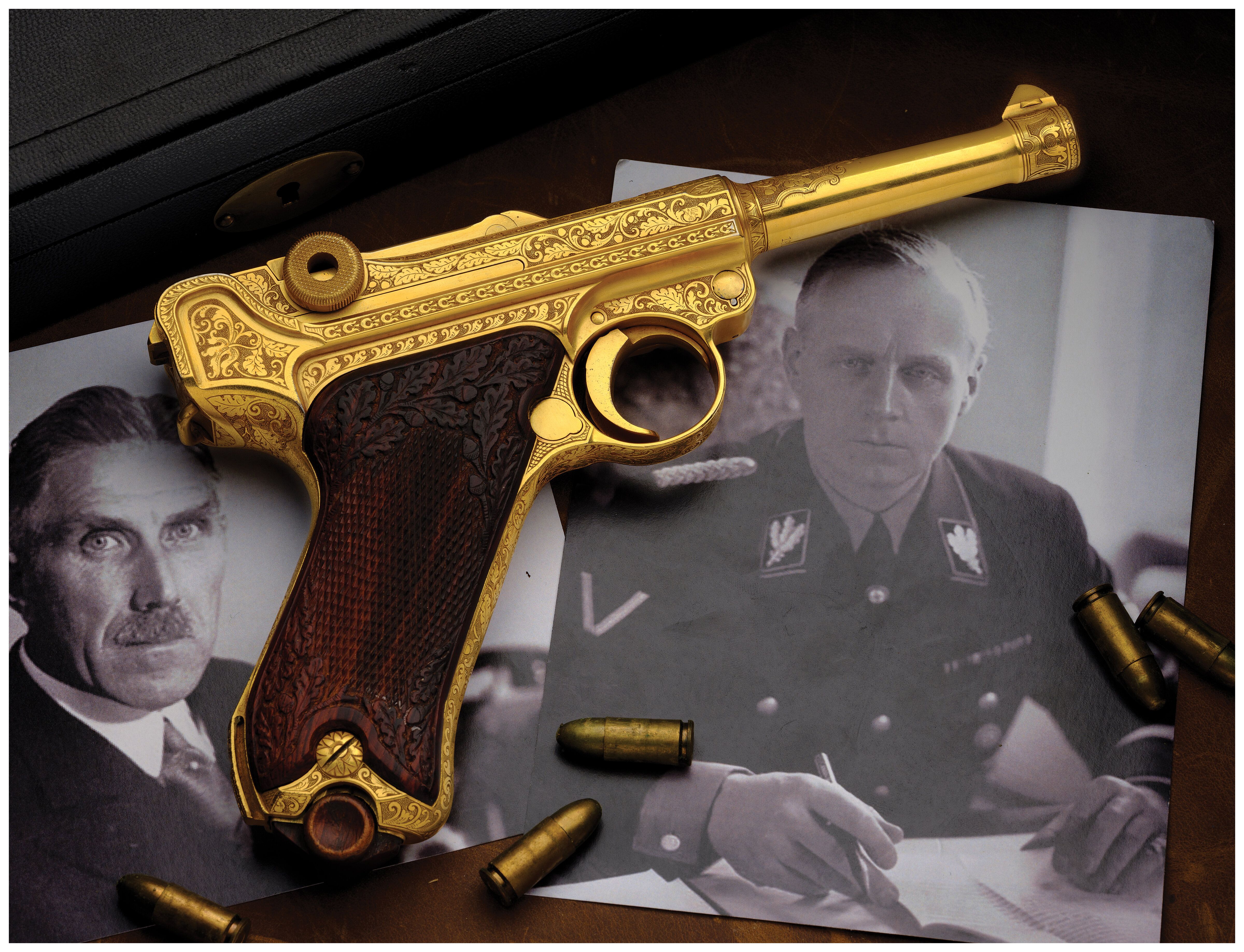 Historic Engraved, Gold Plated Presentation Mauser Luger | Rock Island ...