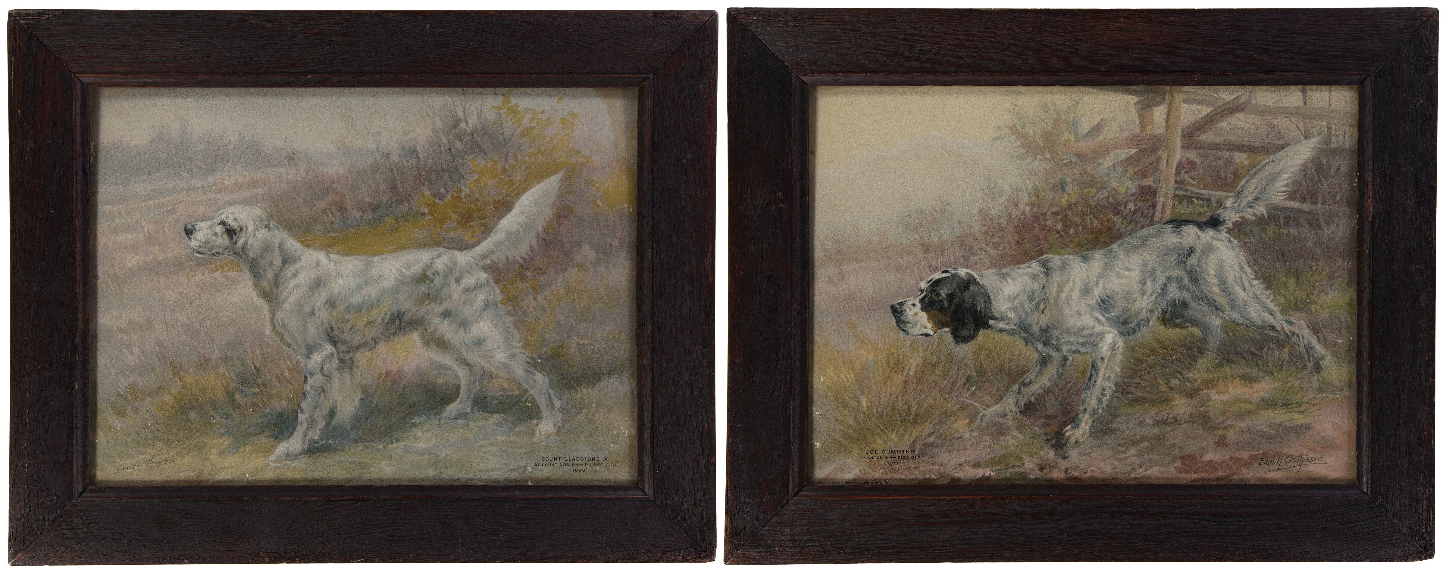 Framed Pair of Dupont Hunting Dog Lithographs by Osthaus | Rock Island ...