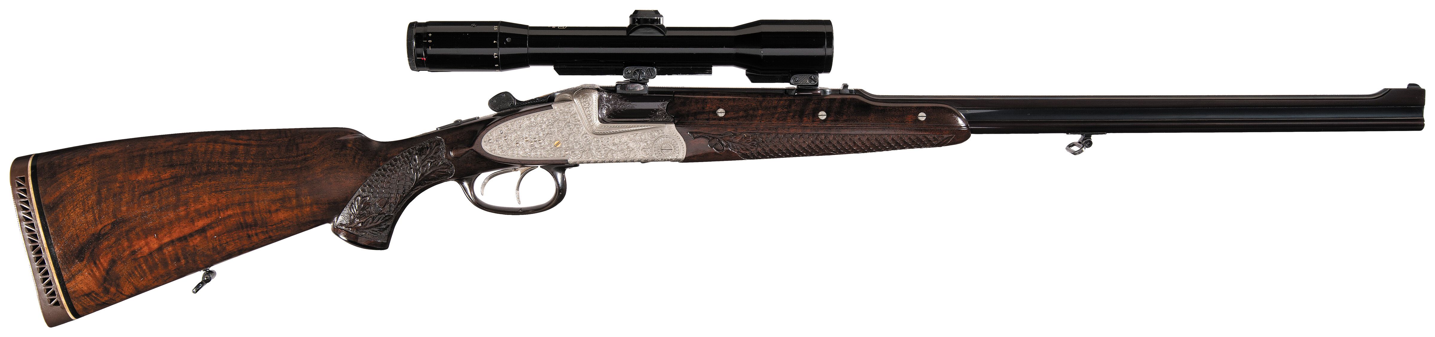 Engraved Johann Fanzoj Over/Under Double Rifle with Zeiss Scope | Rock ...