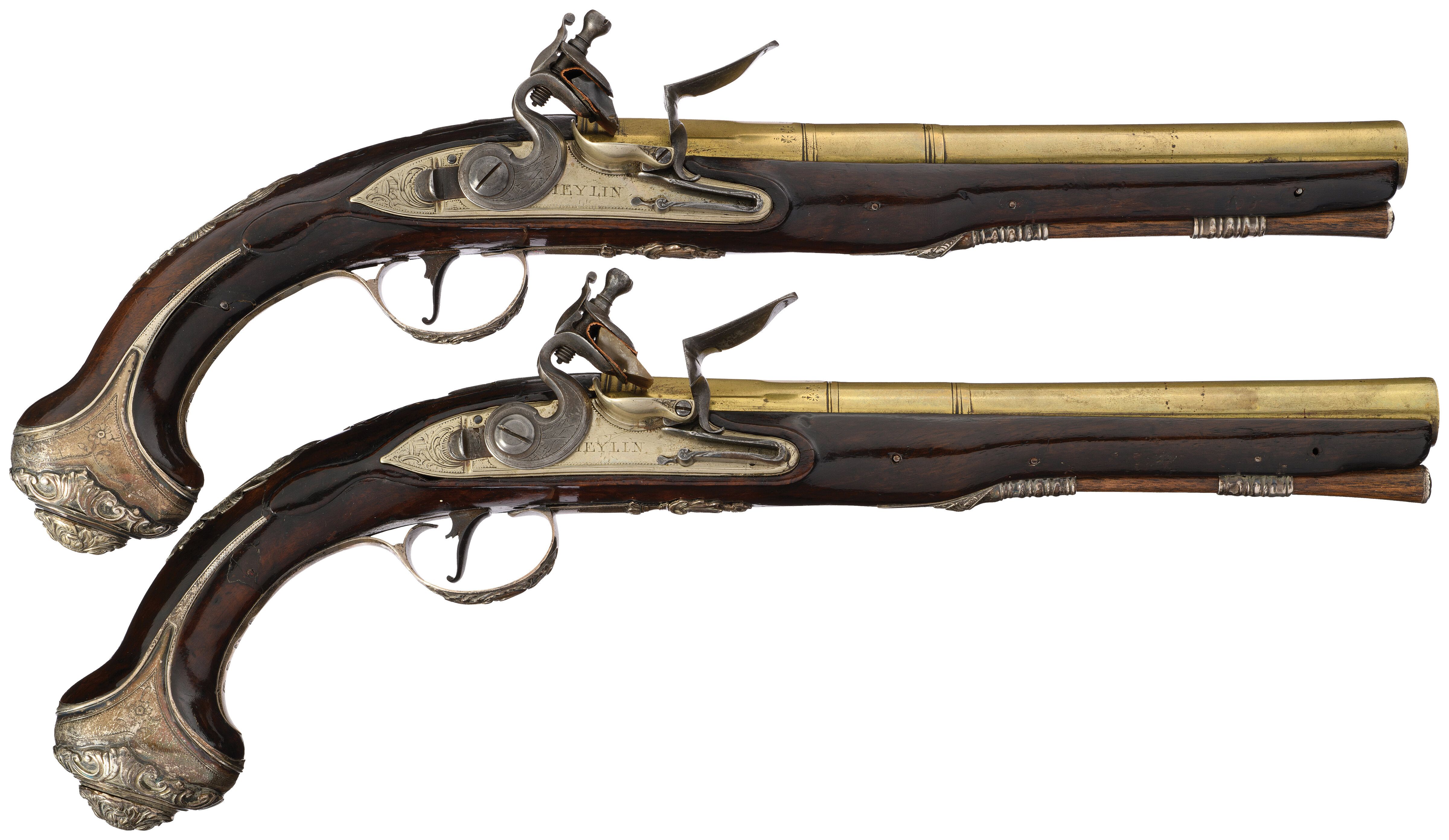 Pair of Joseph Heylin Flintlock Officer's Pistols | Rock Island Auction