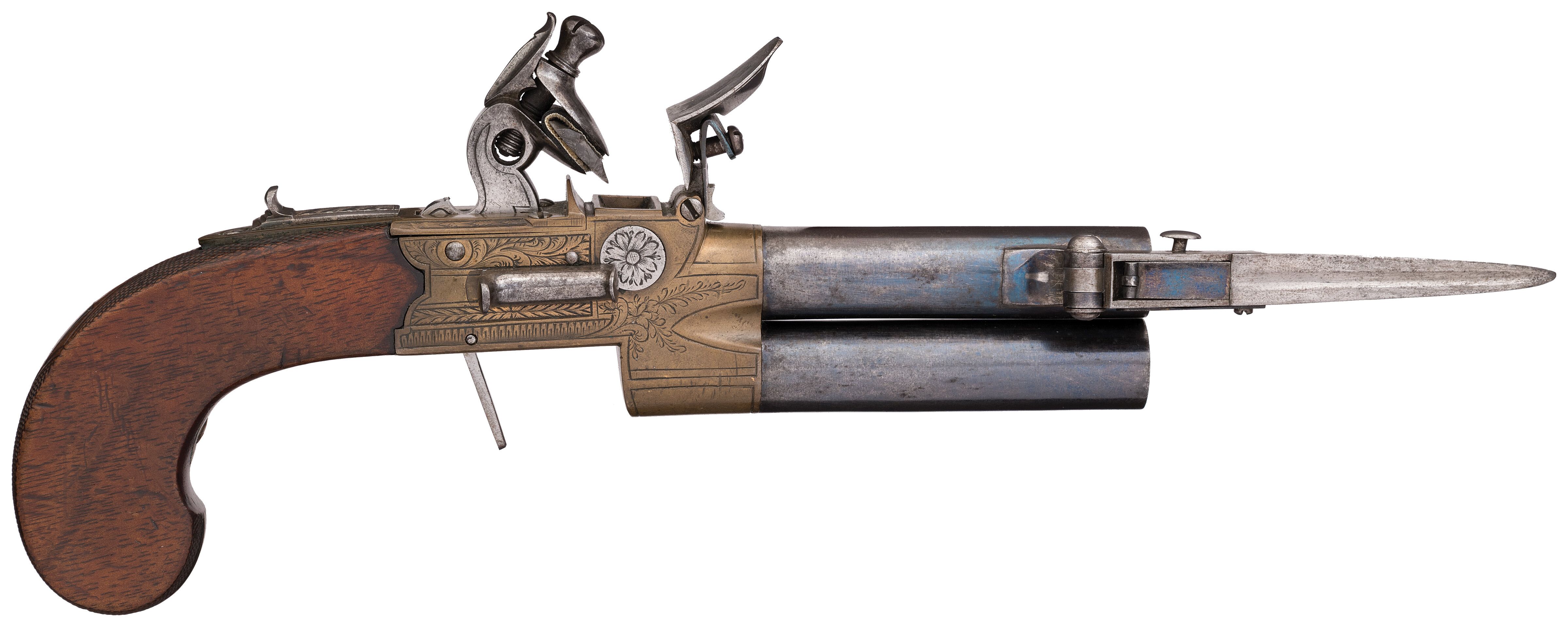 Southall Tap Action 2-Shot Boxlock Flintlock Pistol with Bayonet | Rock ...