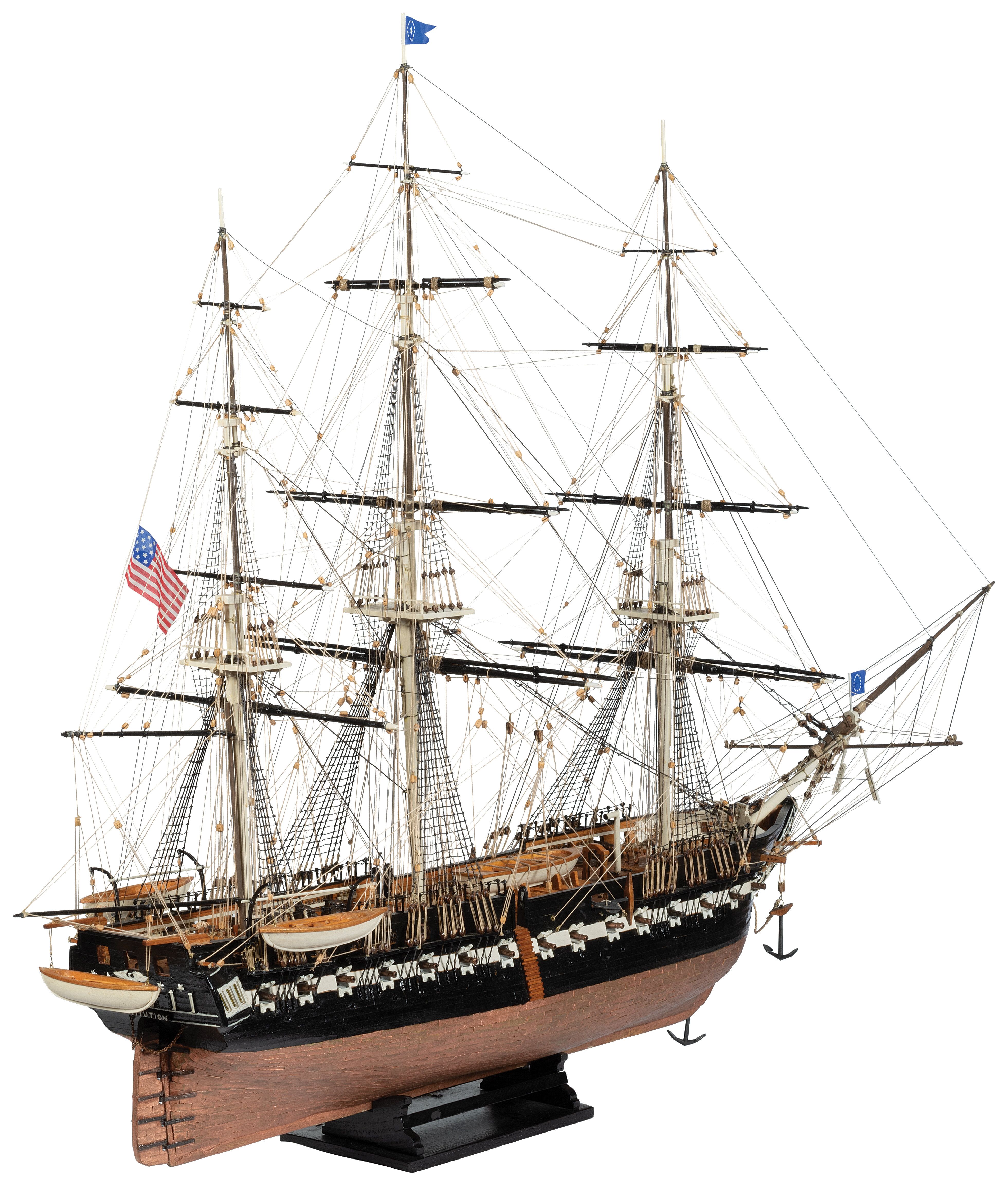 Scale Model of the USS Constitution with Display Table | Rock Island ...