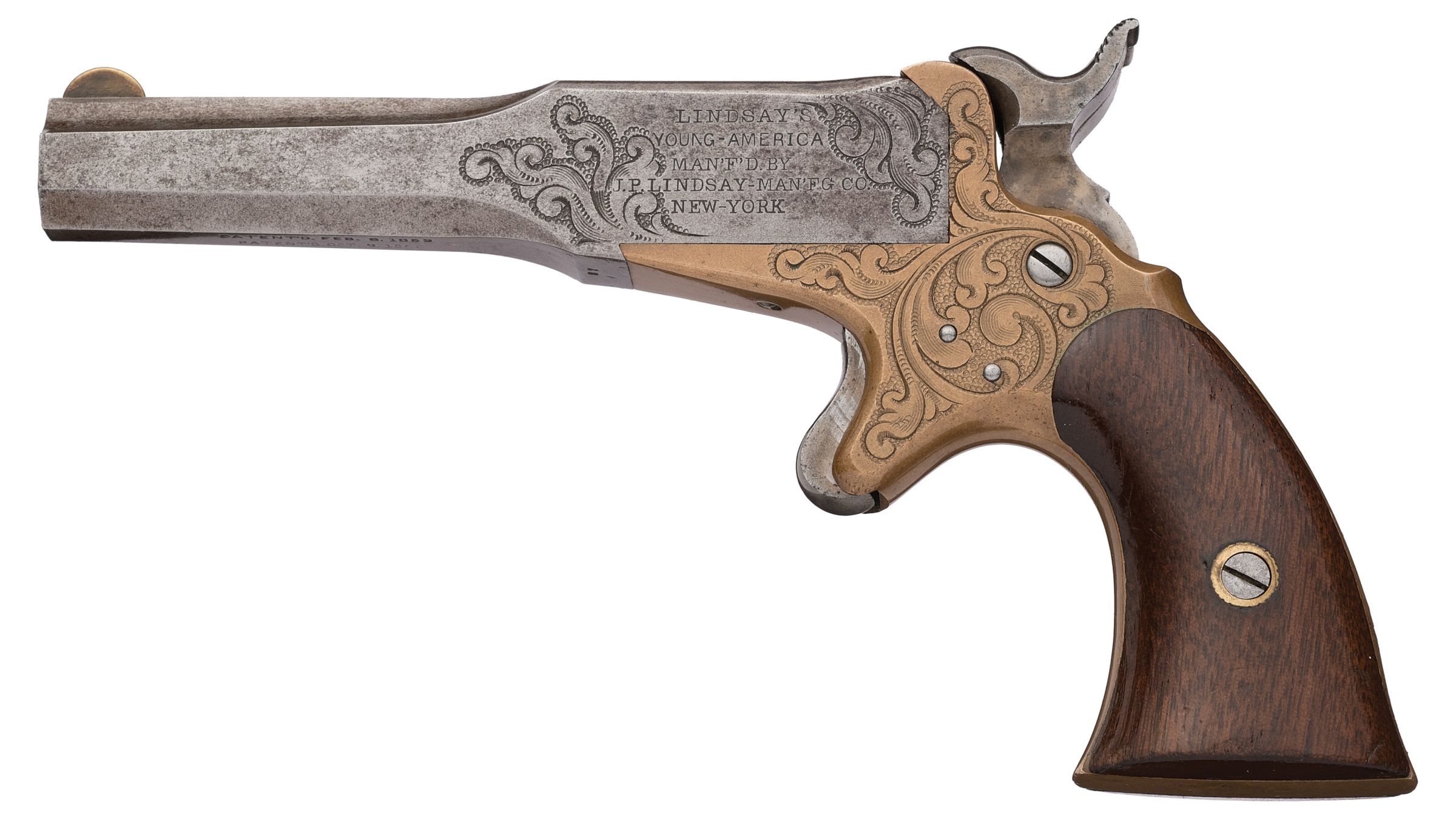 Engraved Lindsay "Young-America" Superposed Pistol | Rock Island Auction