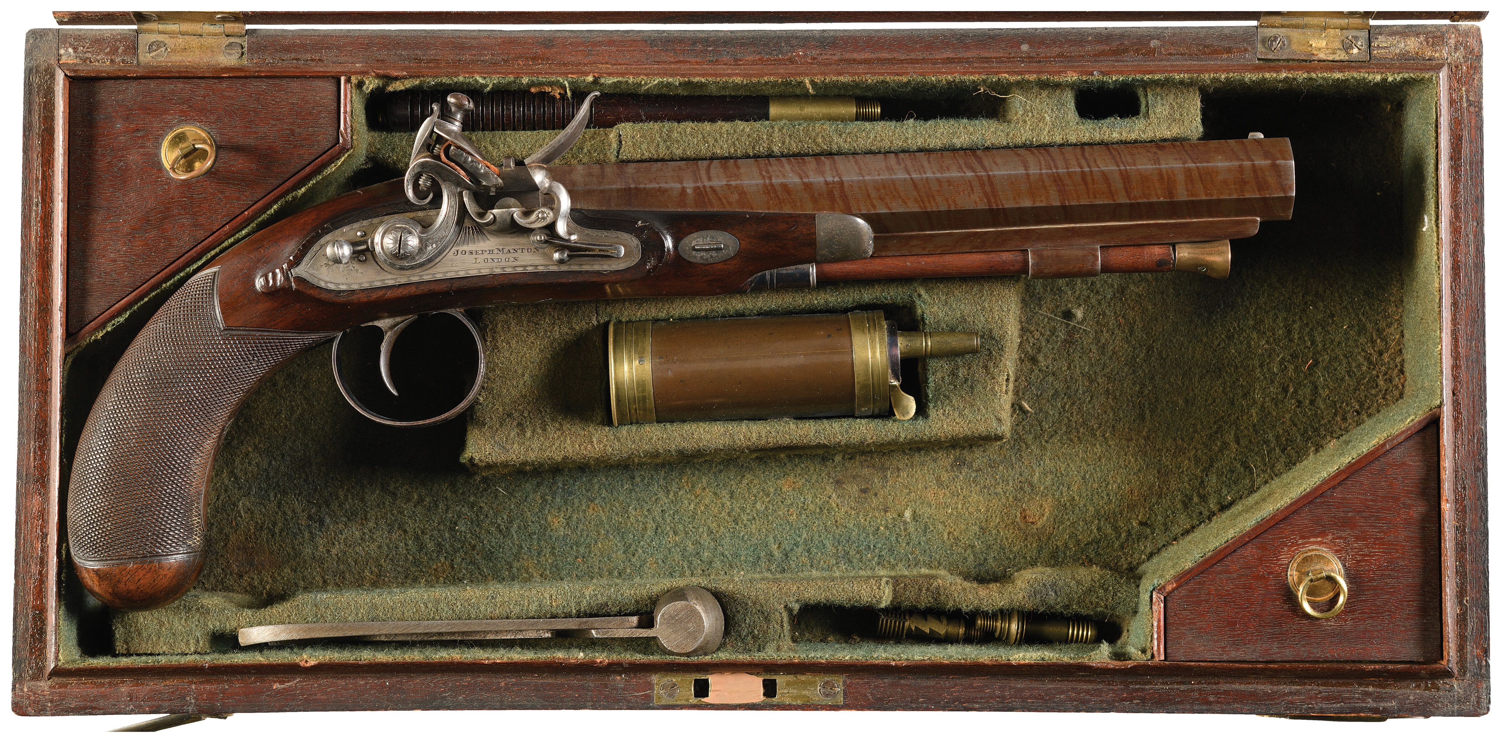 Cased Joseph Manton Flintlock Dueling Pistol | Rock Island Auction