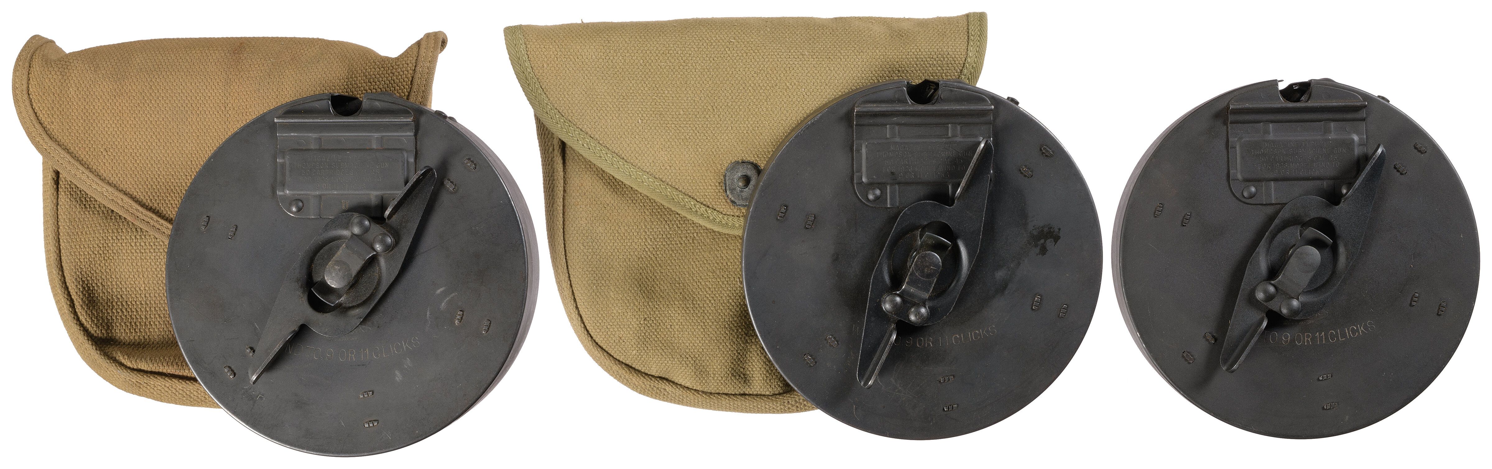 Three Thompson 50-Round Drums, Two Canvas Cases, and One Box | Rock ...