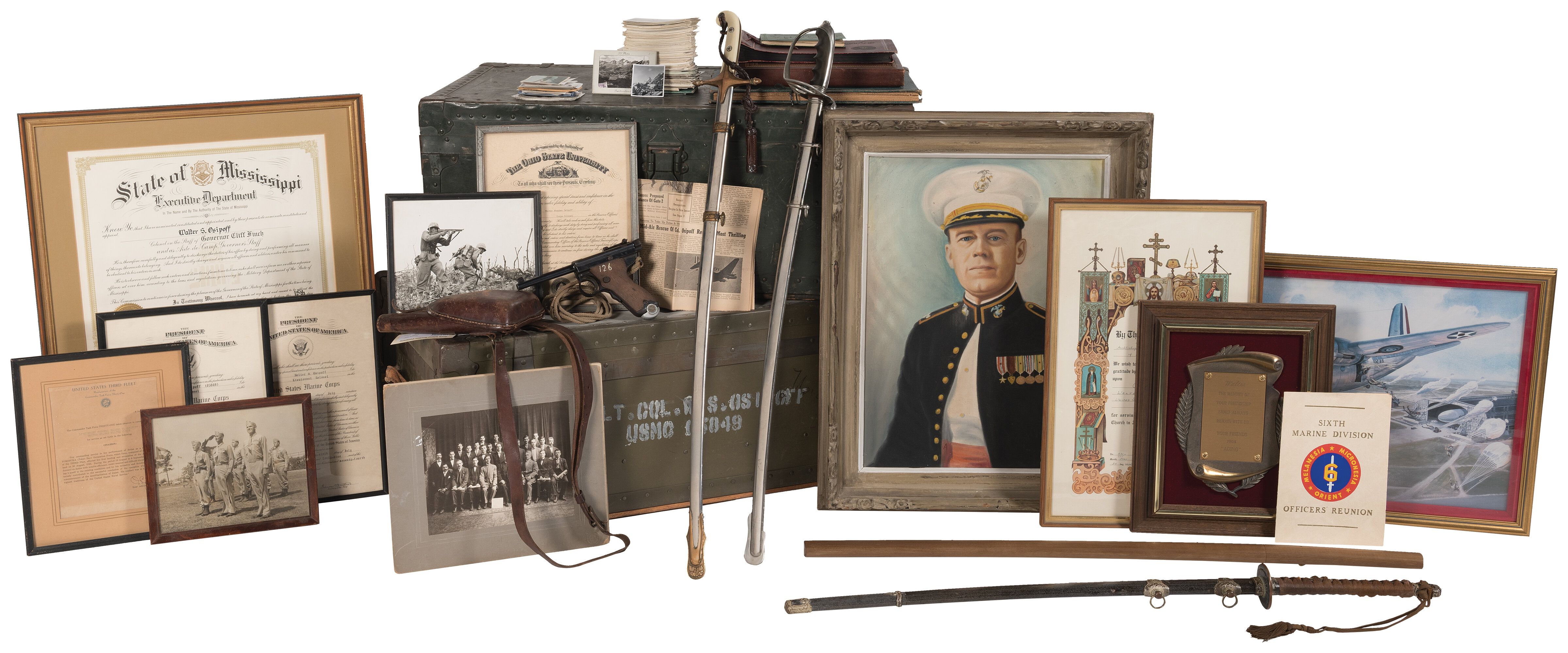 Grouping of Military Artifacts from USMC Colonel Walter Osipoff | Rock ...