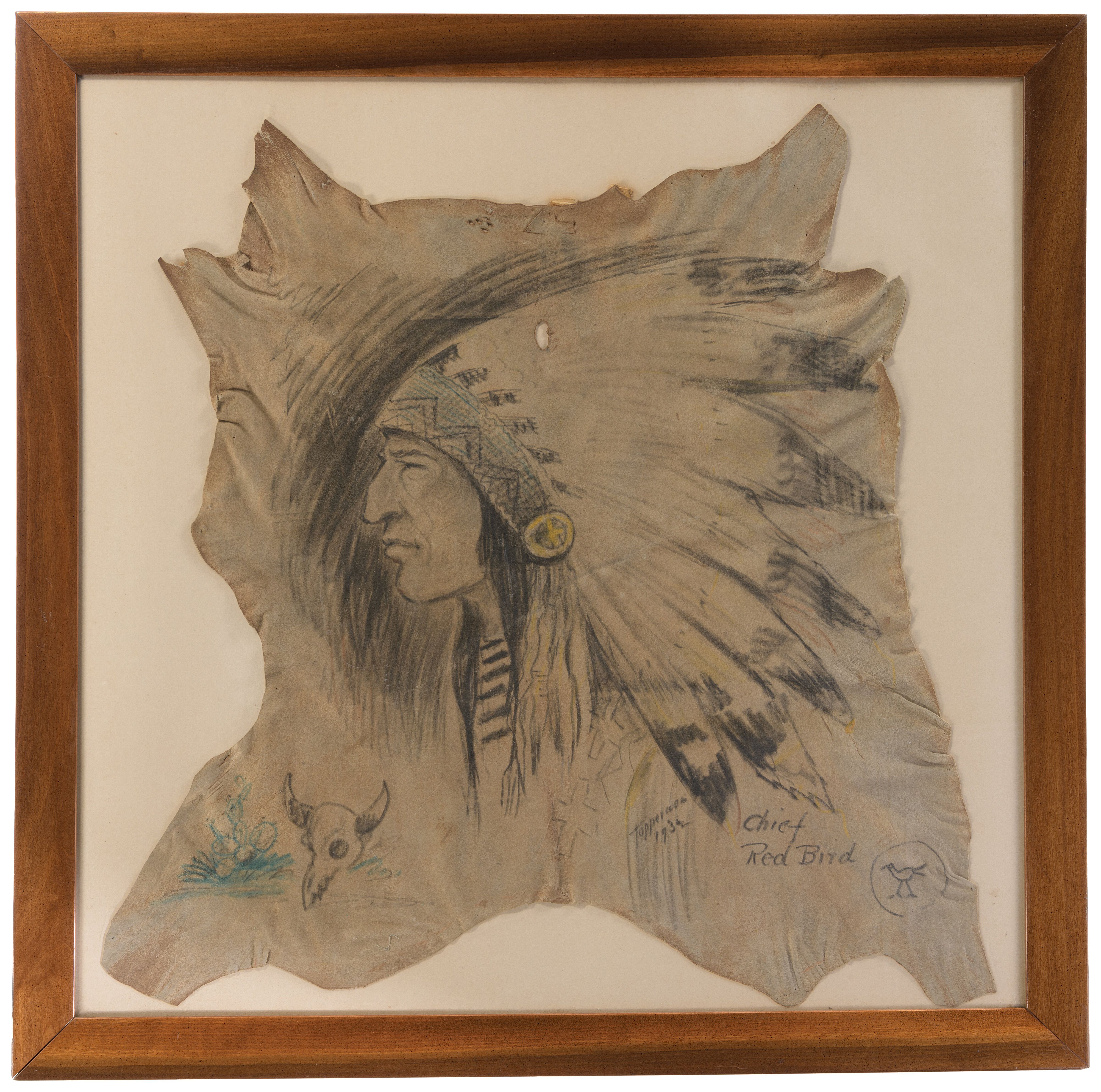 Framed Chief Red Bird Artwork by Topperwein Dated 1932 | Rock Island ...