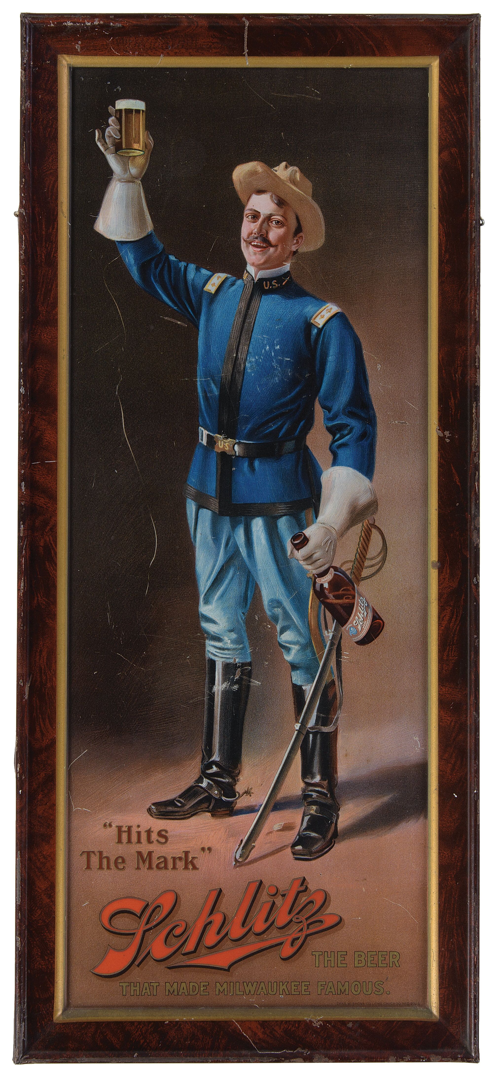 Theodore Roosevelt Themed Metal Schlitz Beer Sign | Rock Island Auction Theodore Roosevelt Themed Metal Schlitz Beer Sign | Rock Island Auction