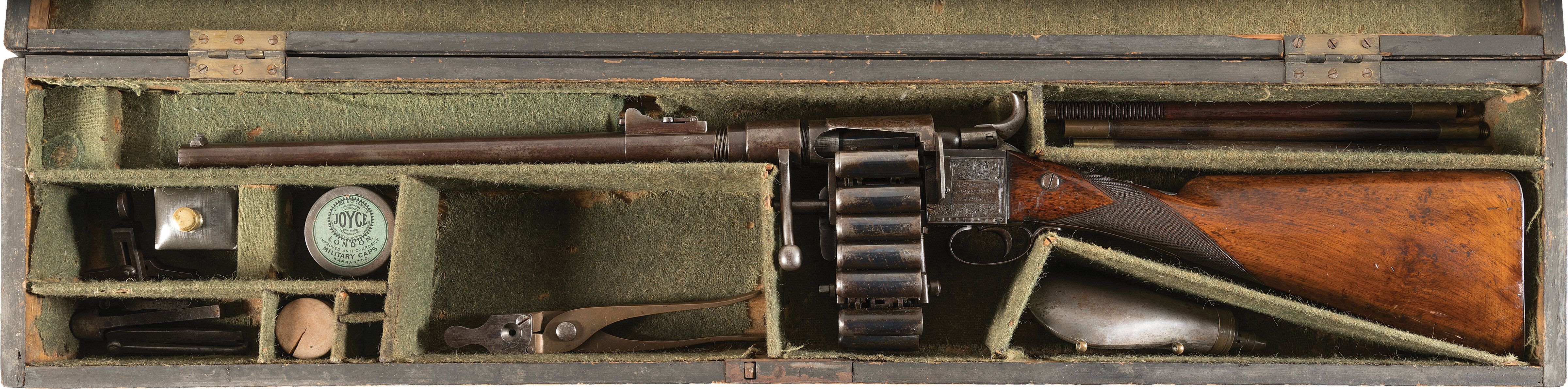 Cased Thomas W.G. Treeby Patent Percussion Chain Rifle | Rock Island ...