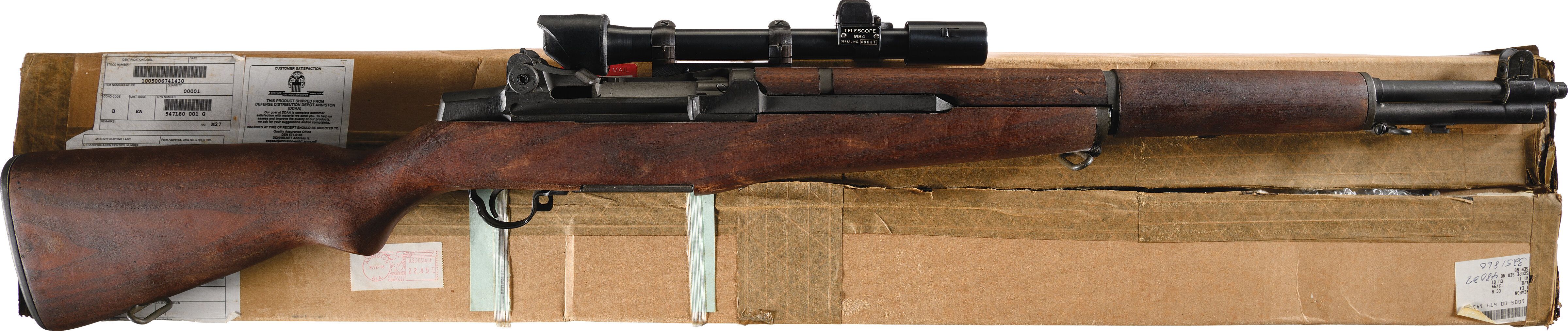 U.S. Springfield M1C Garand Sniper Rifle with M84 Scope and Box | Rock ...
