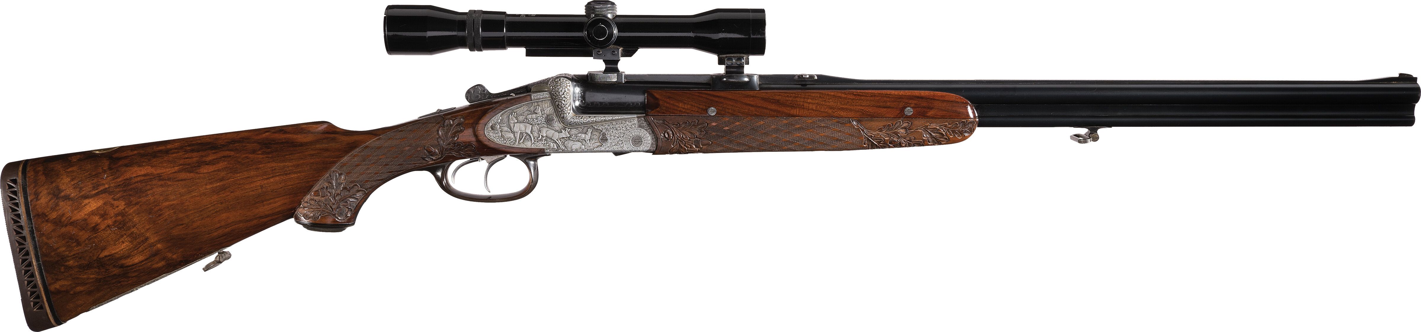 Engraved Ludwig Borovnik Over/Under Combination Gun with Scope | Rock ...