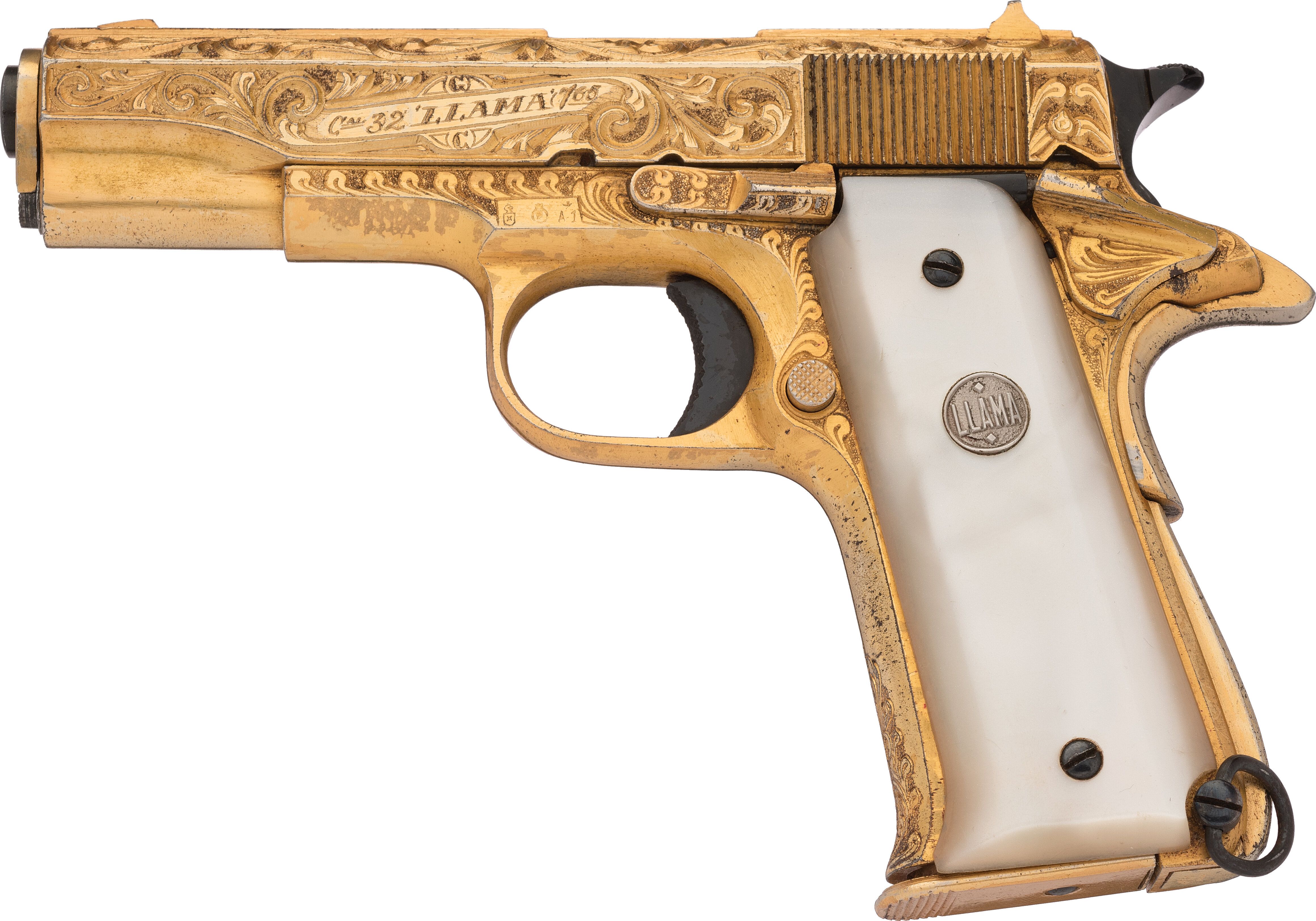 Factory Engraved Gold Plated Llama Model X-A Pistol | Rock Island Auction